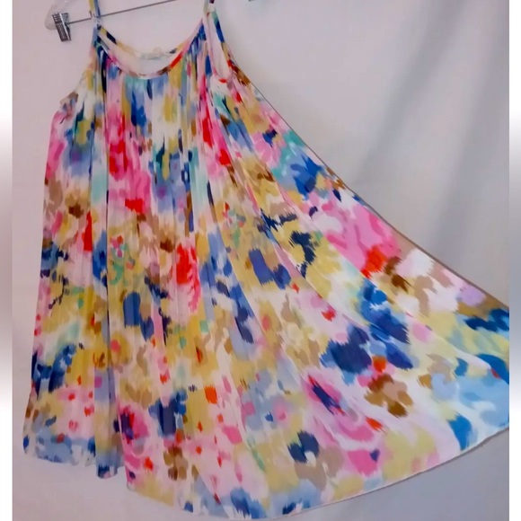 Hem & Thread | Dresses | Hem Thread Dress L Silky Artsy Floral Pleated ...